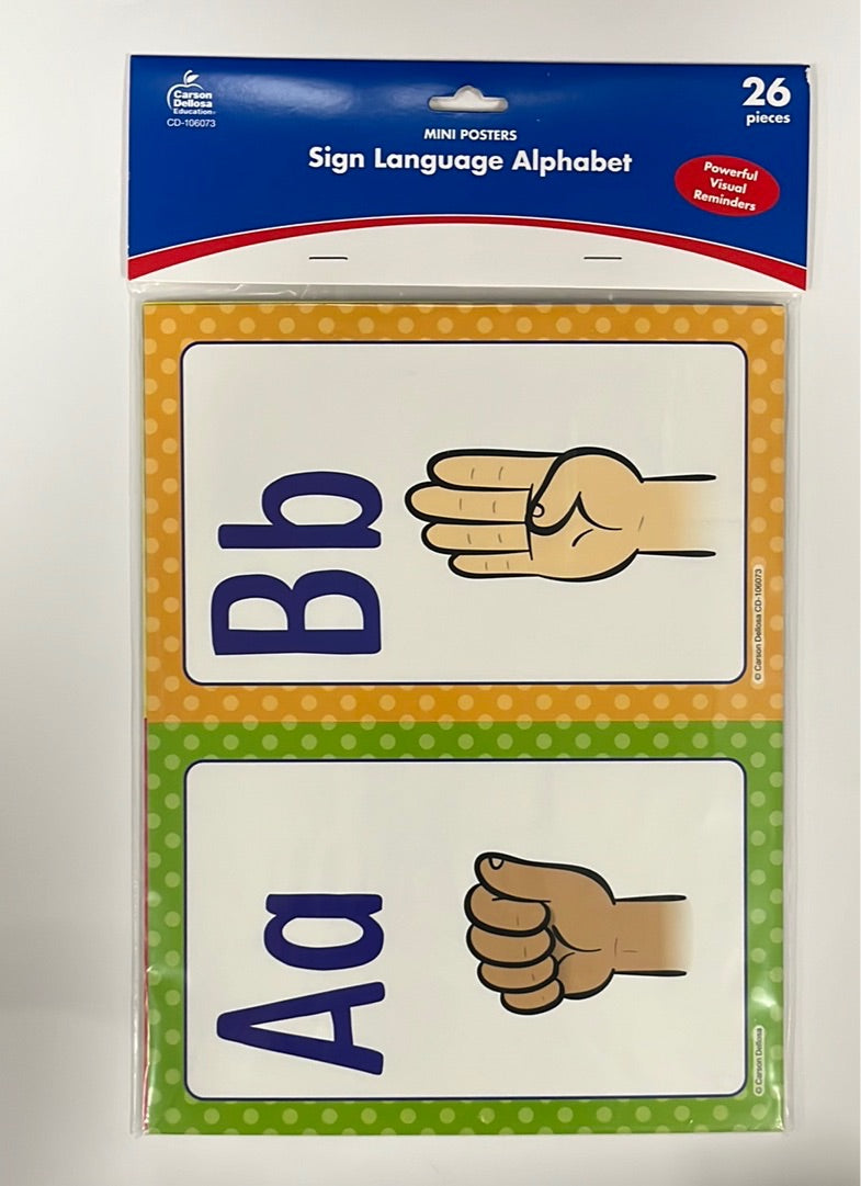 MINI : SIGN LANGUAGE ALPHABET POSTER SET POSTERS – Learning Post & Toys