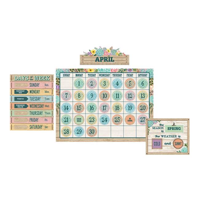 Rustic Bloom Calendar Bulletin Board – Learning Post & Toys