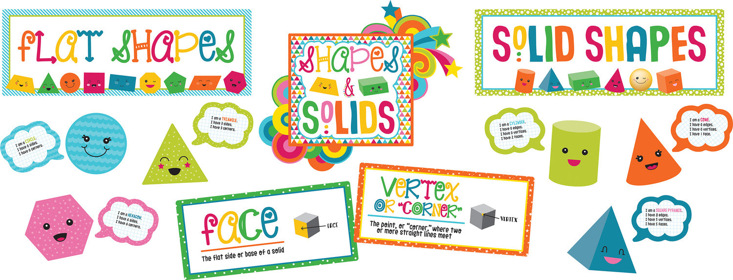 School Pop Shapes and Solids Bulletin Board Set – Learning Post & Toys