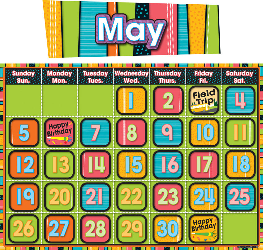 Stylin’ Stripes Calendar Bulletin Board Set – Learning Post & Toys