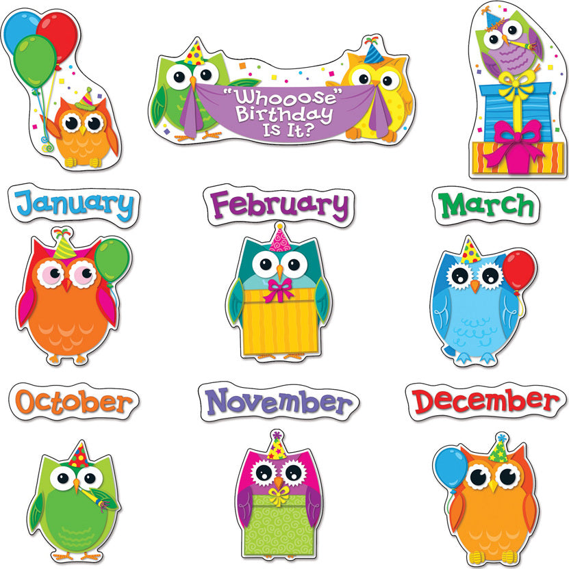 Colorful Owls Birthday Bulletin Board Set – Learning Post & Toys