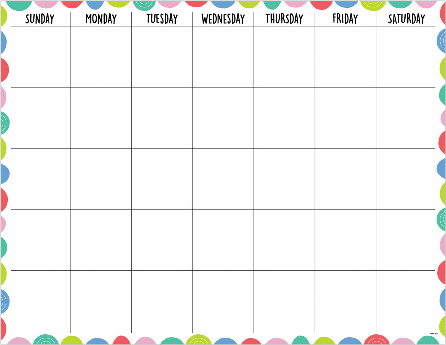 Calendar (Rainbow Doodles) Chart – Learning Post & Toys