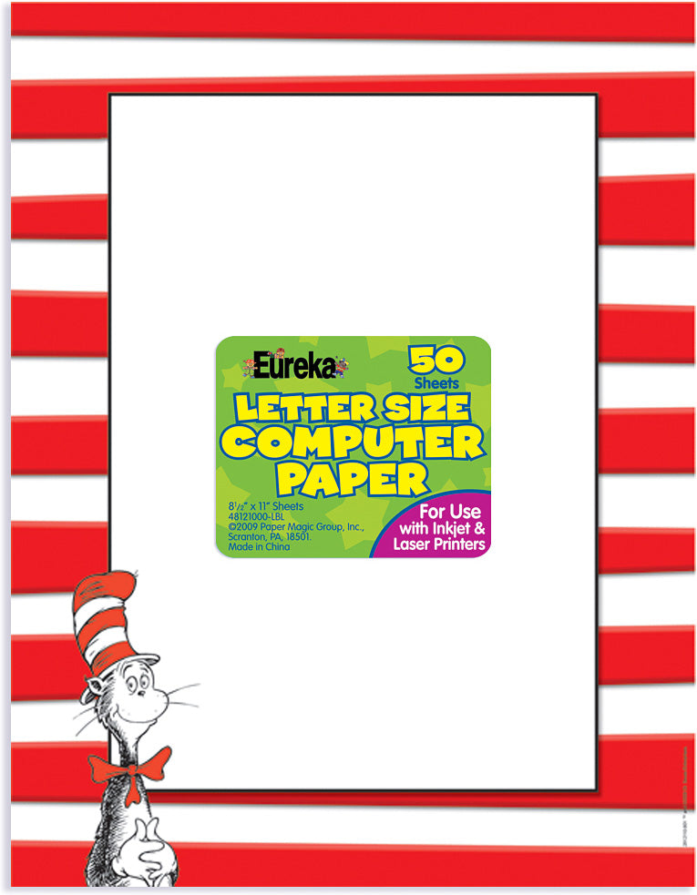 Red and White Dr.Seuss Cat in the Hat Computer Paper for Kids ...