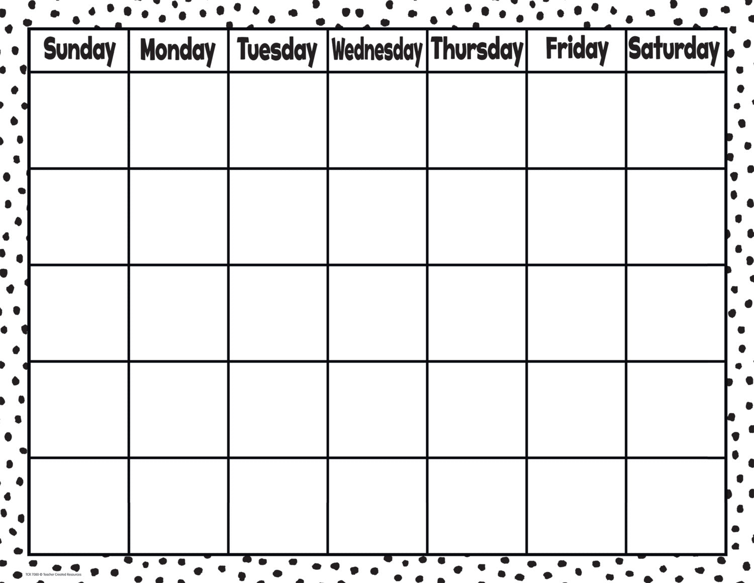 BLACK PAINTED DOTS ON WHITE CALENDAR CHART – Learning Post & Toys