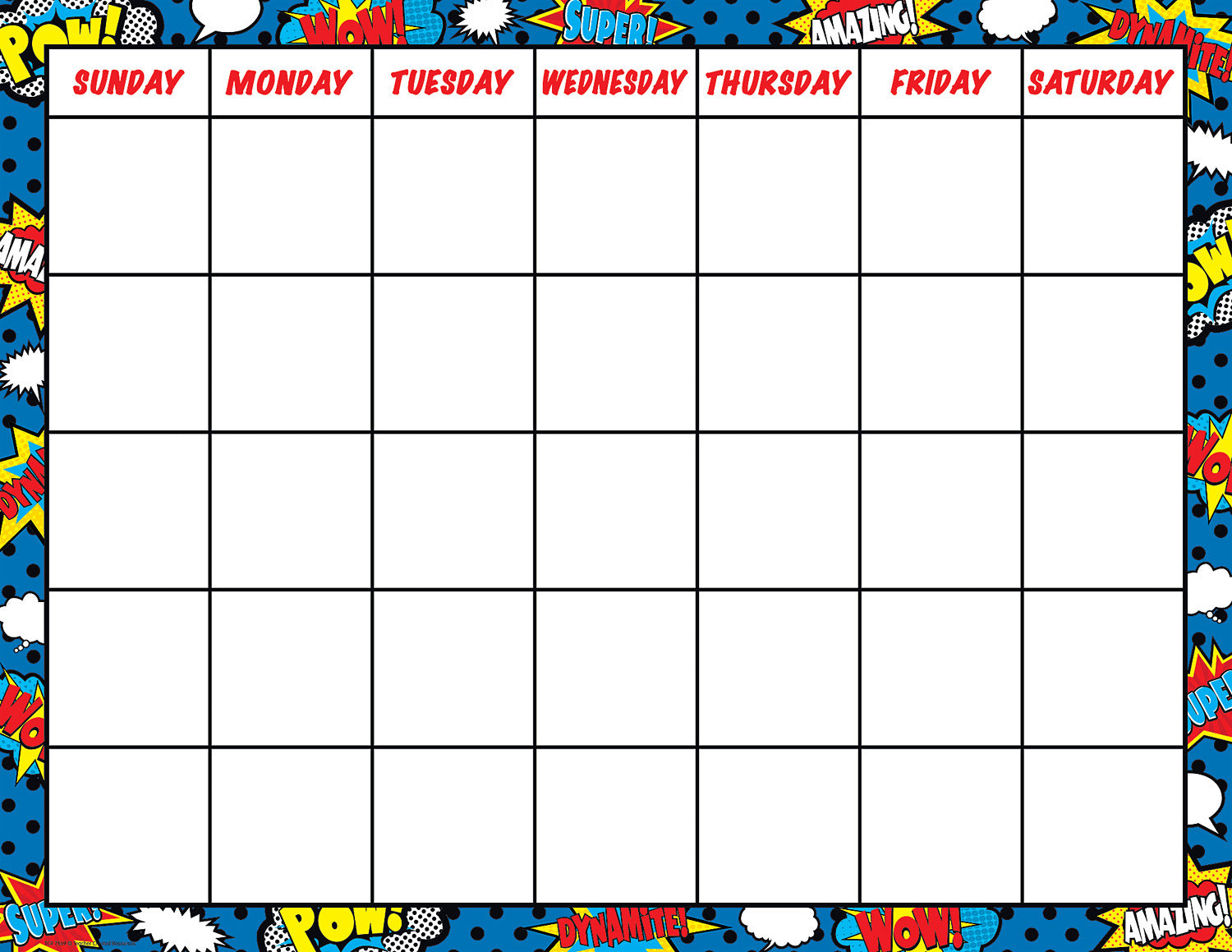 Superhero Calendar Chart – Learning Post & Toys