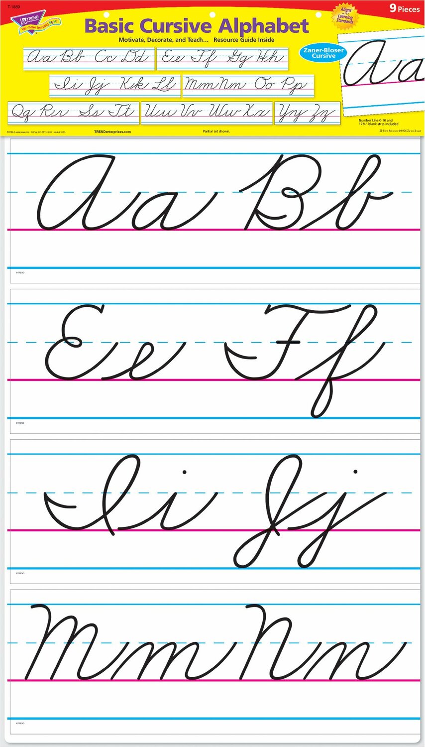 Basic Alphabet Zaner-Bloser Cursive Bulletin Board Set – Learning Post ...