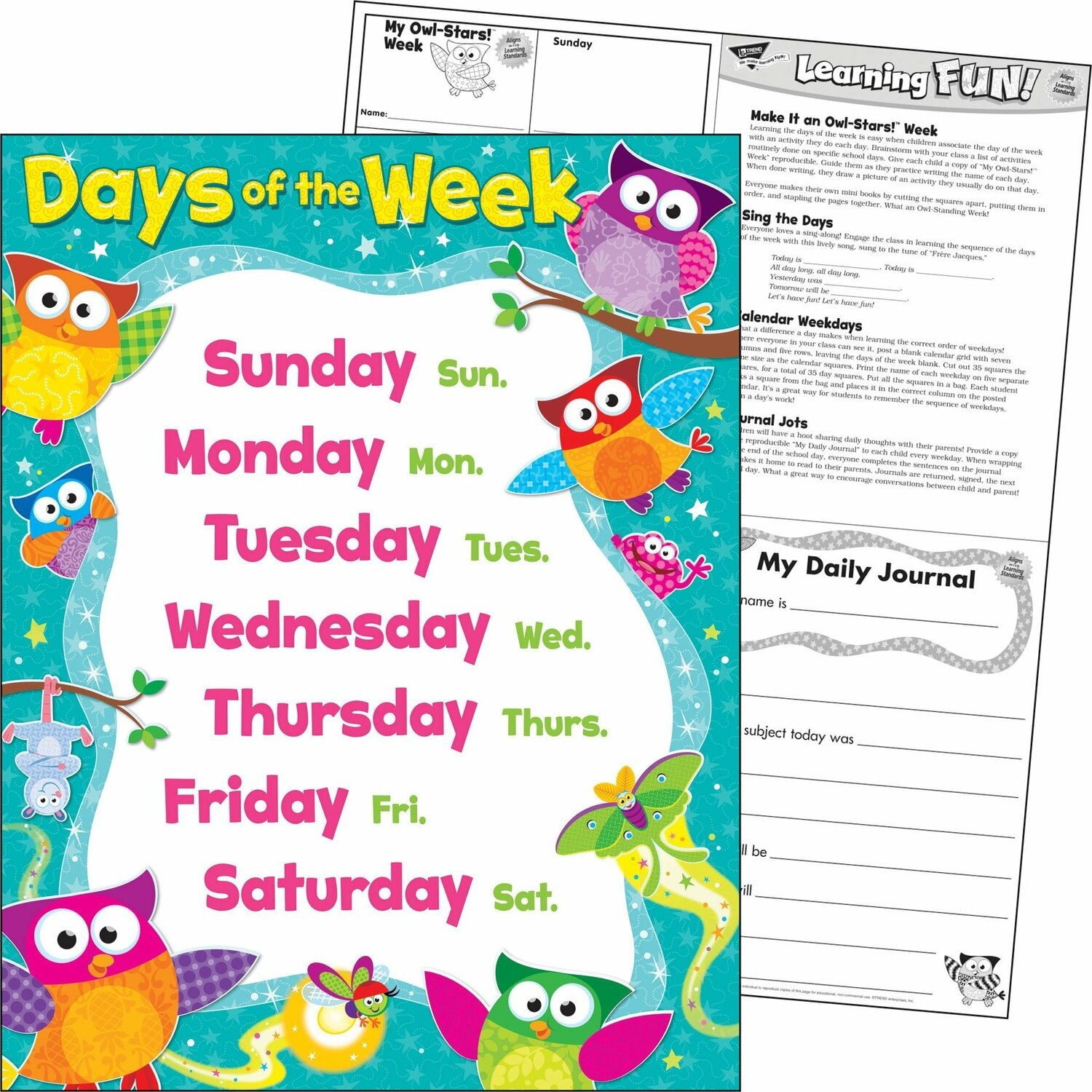 Days Of The Week Owl-stars! Learning Chart, 17" X 22" – Learning Post ...