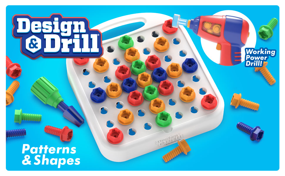 Design Drill Patterns Shapes – Learning Post & Toys