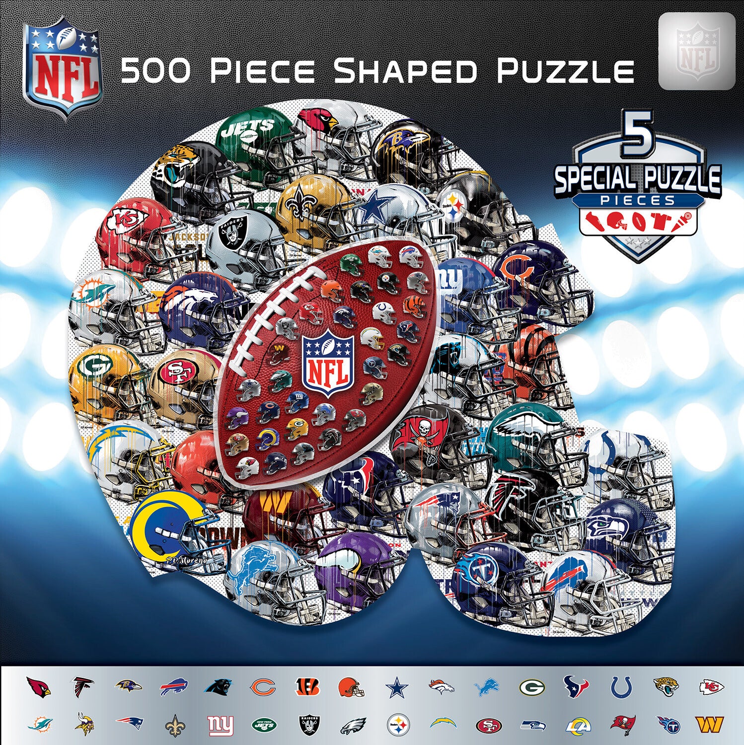 NFL Teams Drip Art Helmet Shaped 500pc Puzzle – Learning Post & Toys