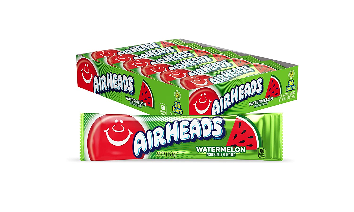Airheads Candy, Individually Wrapped Full Size Bars, Watermelon ...