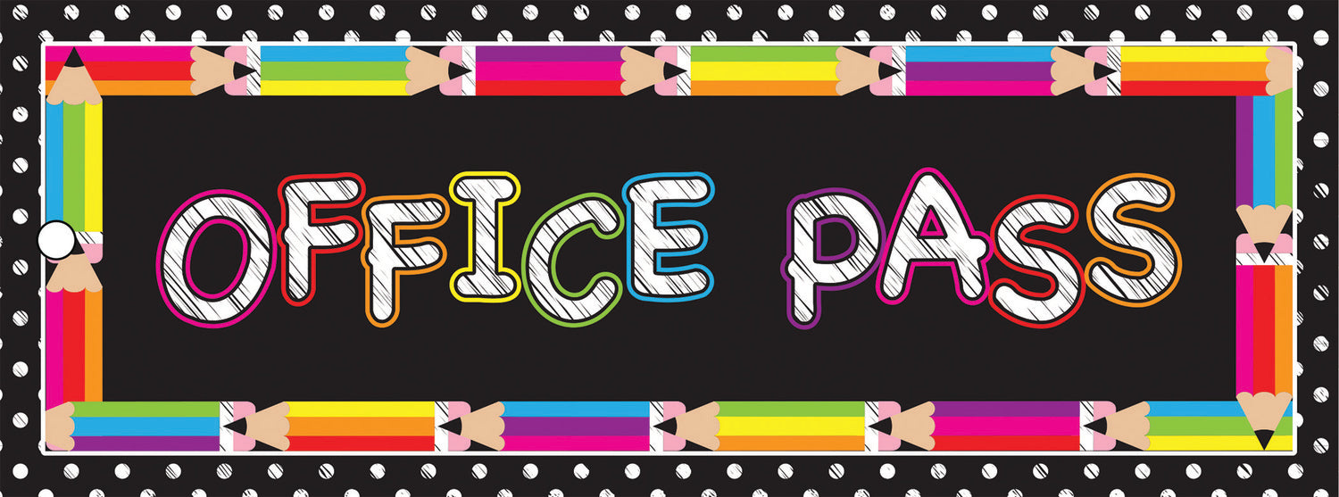 Laminated Double-Sided Hall Passes 9"X3.5", Pencil Office Pass ...