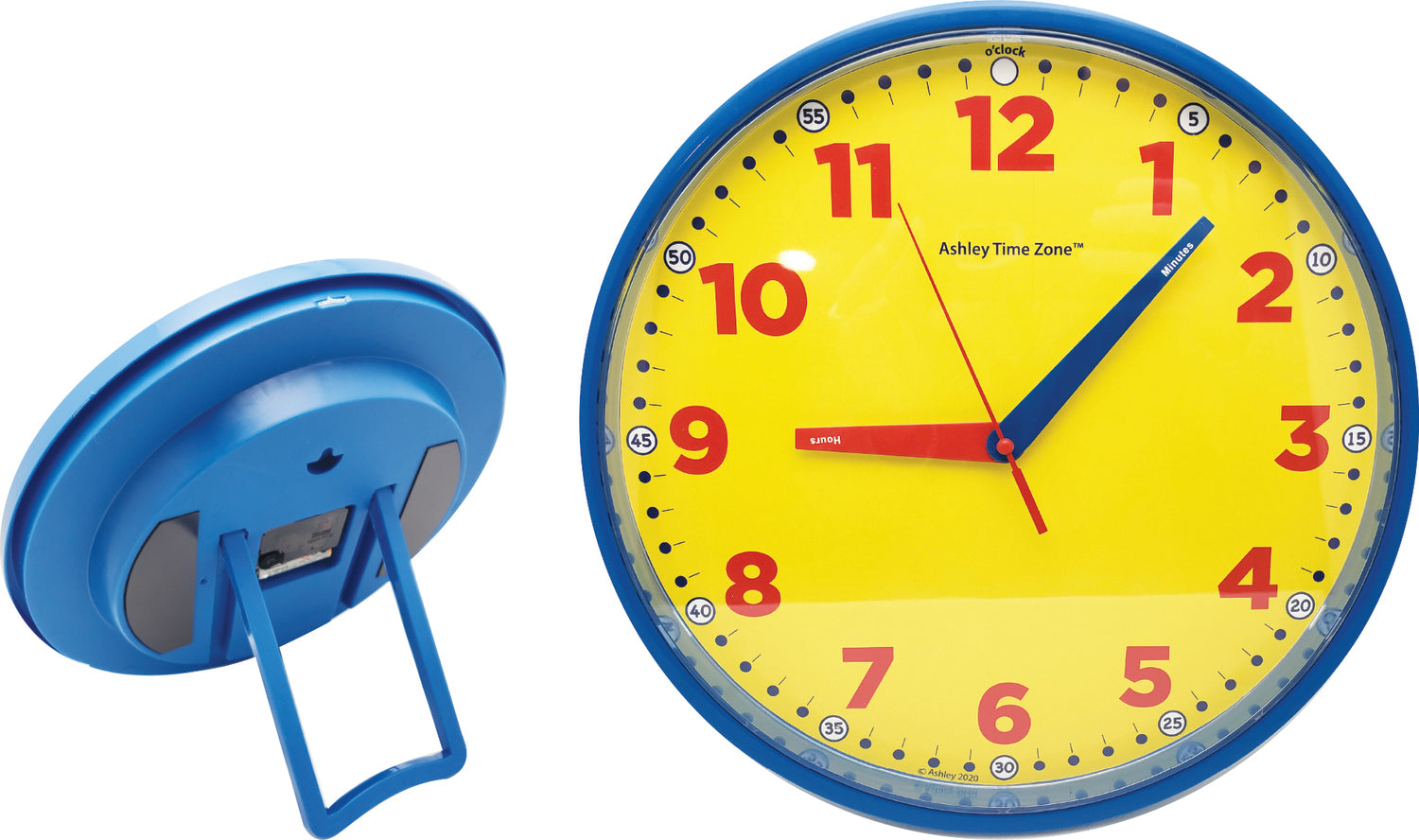 LEARNING CLOCK COLOR CODED ,12" CLOCK, MAGNETIC BACK AND STAND ...