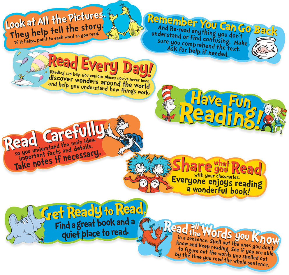 Dr. Seuss™ Reading Tips Mini Bulletin Board Set – Learning Post & Toys