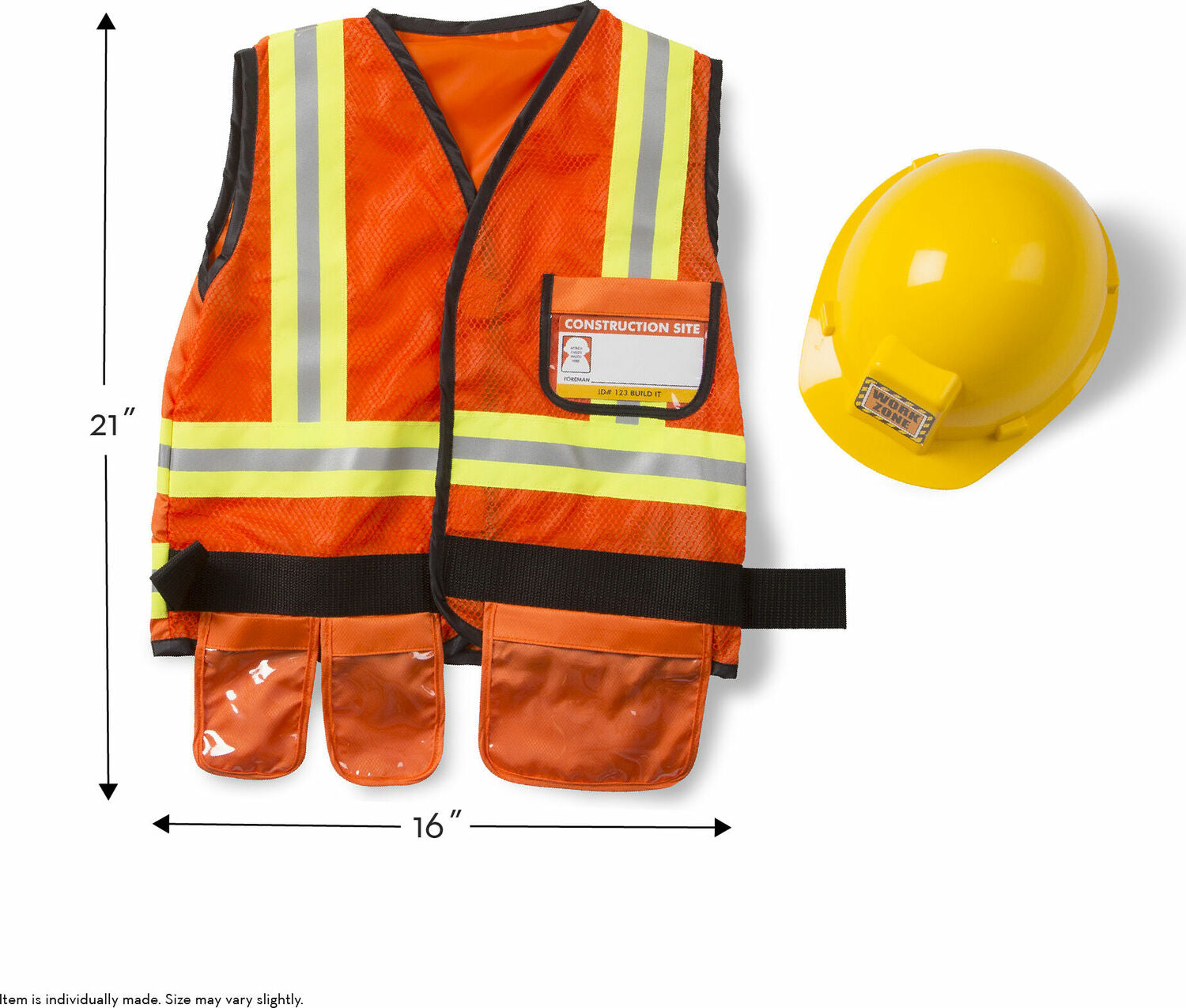 Melissa & Doug: Construction Worker Role Play Costume Dress-Up Set (6 ...