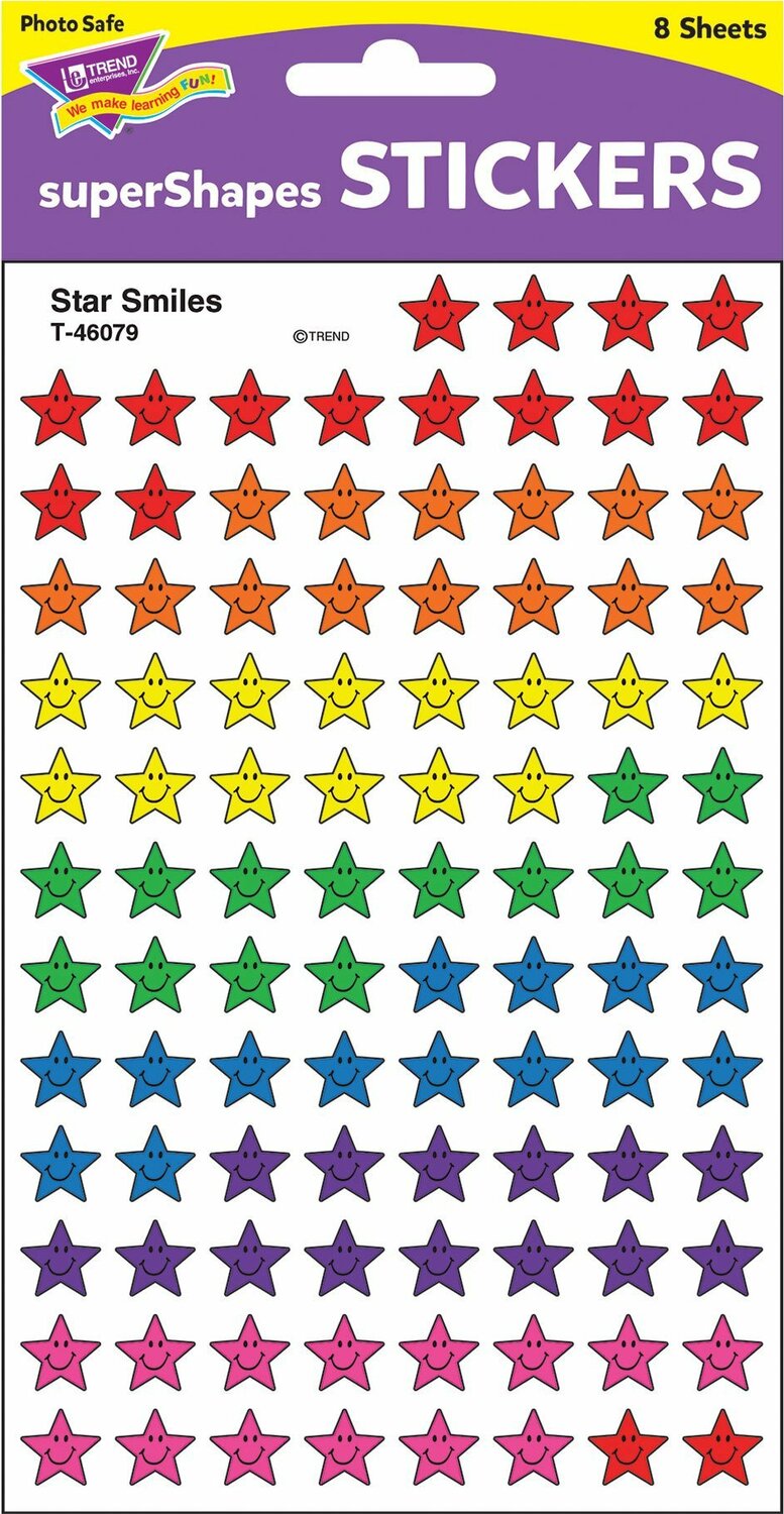 Star Smiles Supershapes Stickers, 800 Ct – Learning Post & Toys