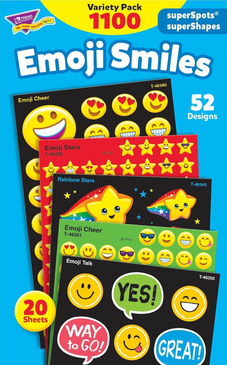 Emoji Smiles Supershapes Stickers Variety Pack, 1100 Ct – Learning Post ...